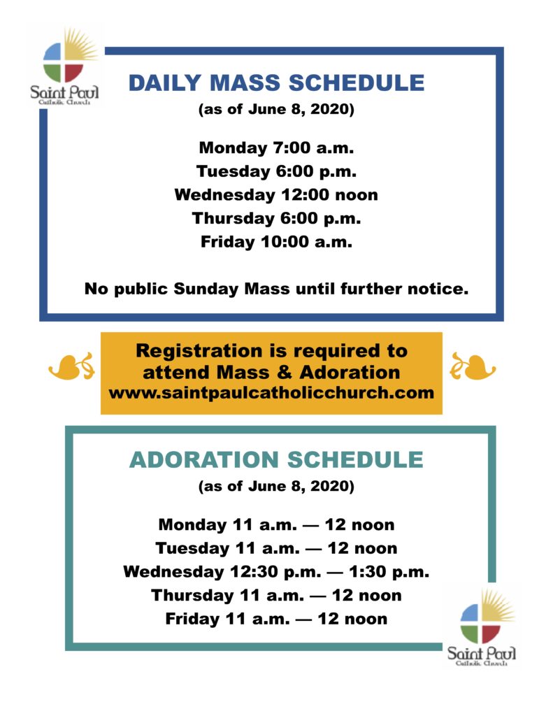Mass & Adoration schedule – St. Paul Catholic Church